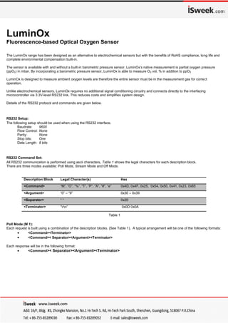 Isweek lox 02 lumin ox optical oxygen sensor | PDF | Chemistry | Science
