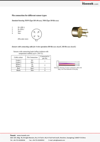 Isweek so d2-010 limiting current type sensor oxygen sensors - so-d2 ...