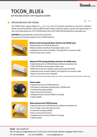 Isweek tocon blue4 gap blue light detector with integrated amplifier | PDF