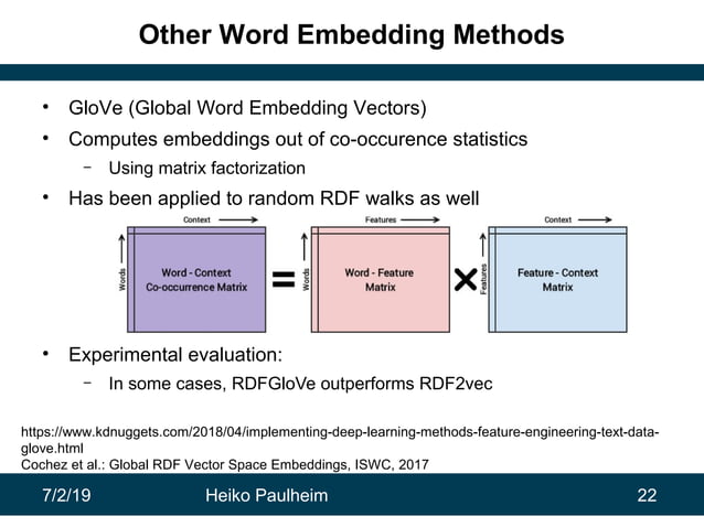 Machine Learning & Embeddings for Large Knowledge Graphs | PPT