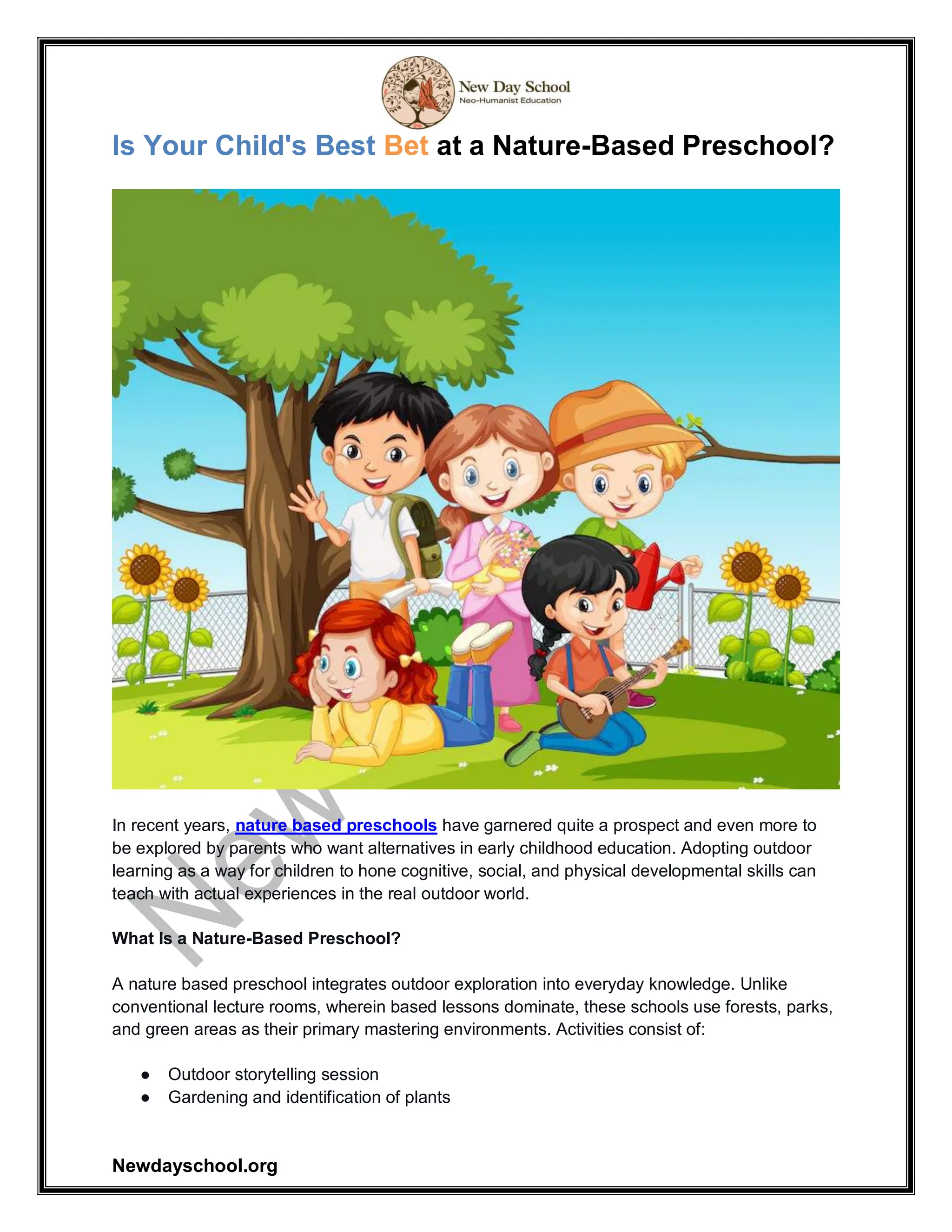 Is Your Child's Best Bet at a Nature-Based Preschool? | PDF