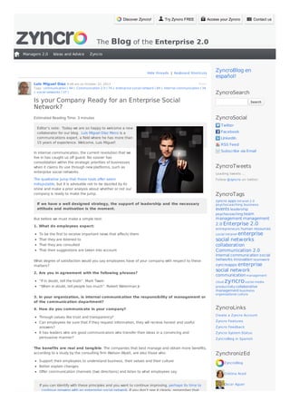 Is your company ready for an enterprise social network. zyncro. oct ...