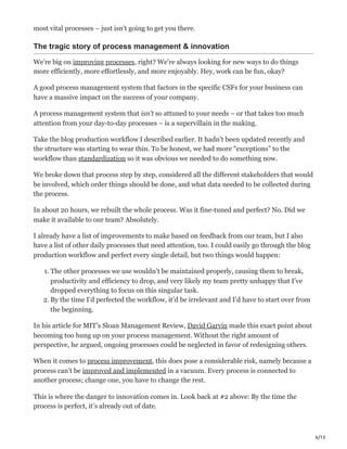 Is Your Process Management System Killing Your Innovation? | PDF