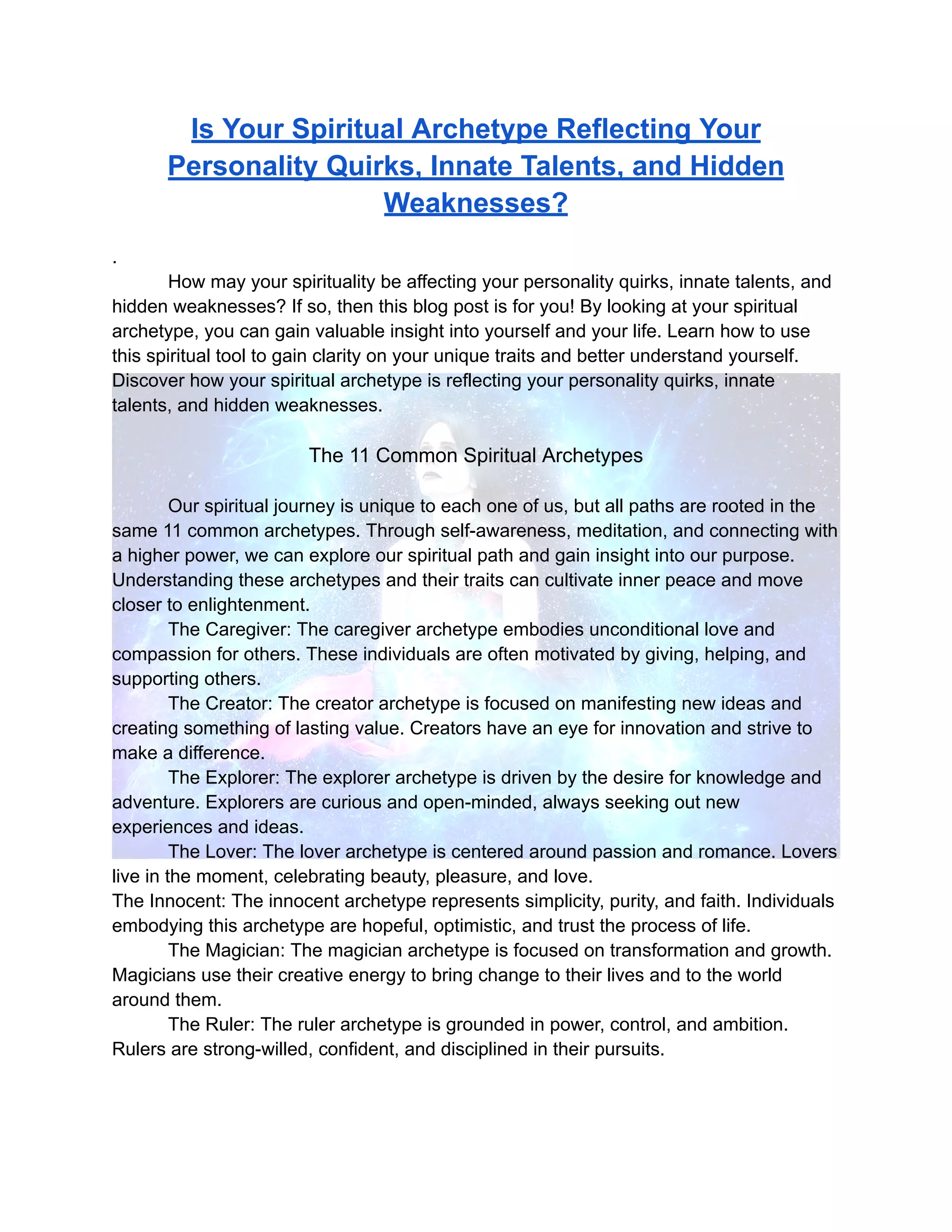 Is Your Spiritual Archetype Reflecting Your Personality Quirks, Innate Talents, and Hidden ...