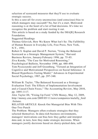 Is your strategy evaluation biased The balanced scorecard may be .docx ...