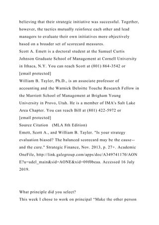 Is your strategy evaluation biased The balanced scorecard may be .docx