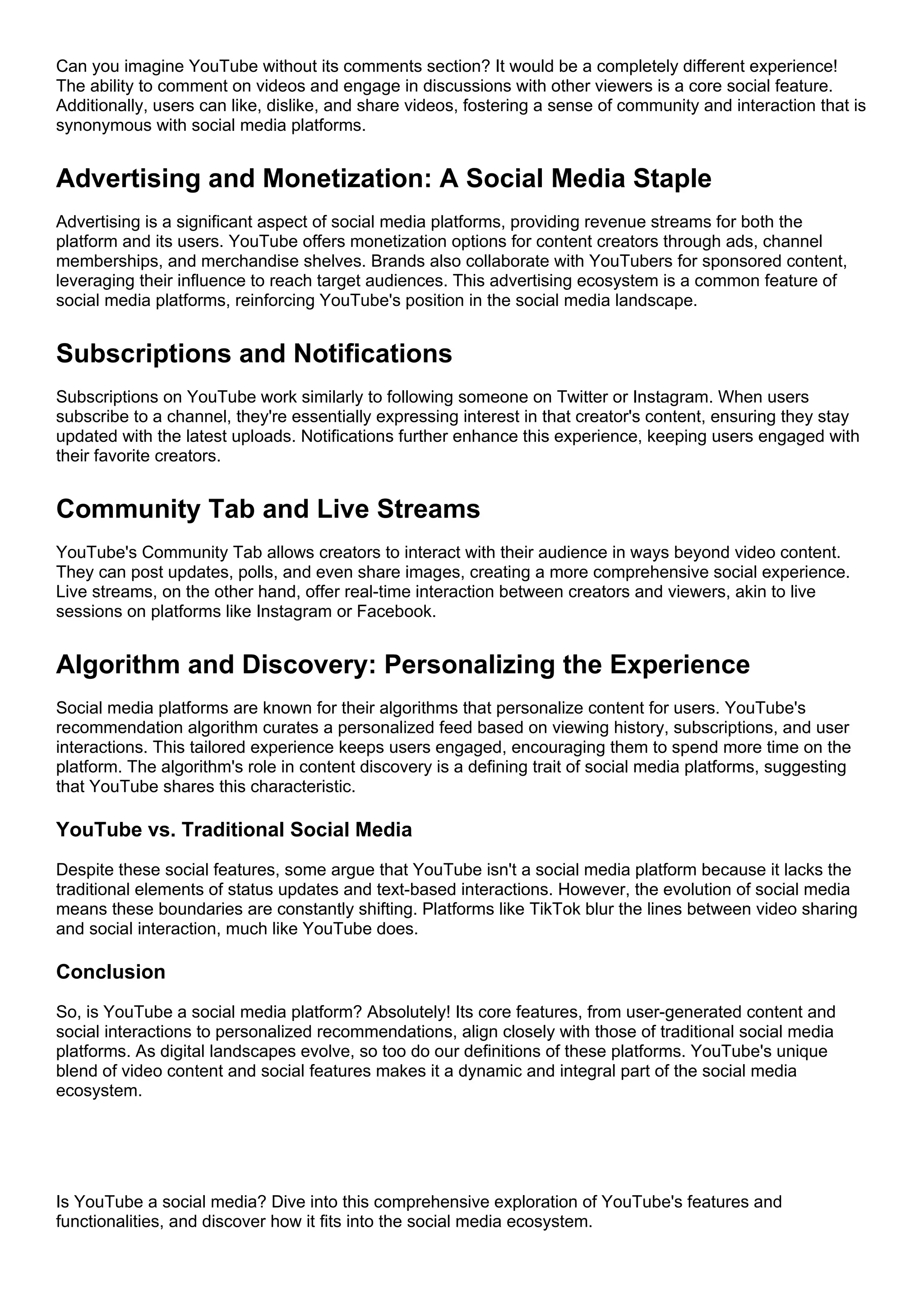 Is YouTube a Social Media? Exploring the Digital Playground | DOCX