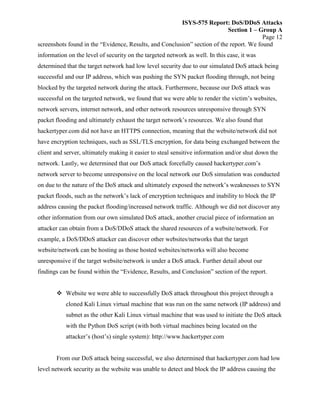 Denial of Service Attack Project | PDF