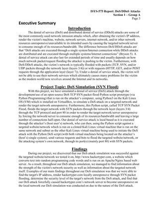 Denial of Service Attack Project | PDF