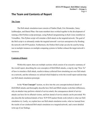 Denial of Service Attack Project | PDF