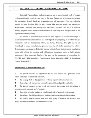 INDUSTRIAL TRAINING REPORT AT PRABHULINGESHWAR SUGARS | PDF