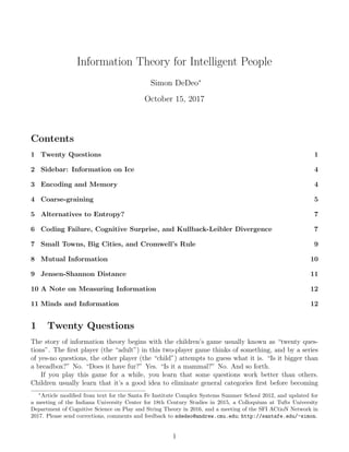 Information Theory for Intelligent People | PDF