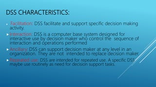 DSS and decision support system and its types | PPTX