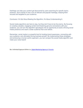 It's Not About Beating the Algorithm, It's About Understanding It | PDF