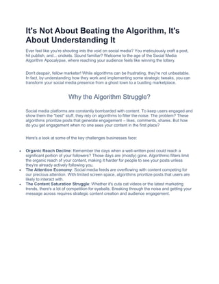 It's Not About Beating the Algorithm, It's About Understanding It | PDF