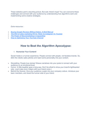 It's Not About Beating the Algorithm, It's About Understanding It | PDF