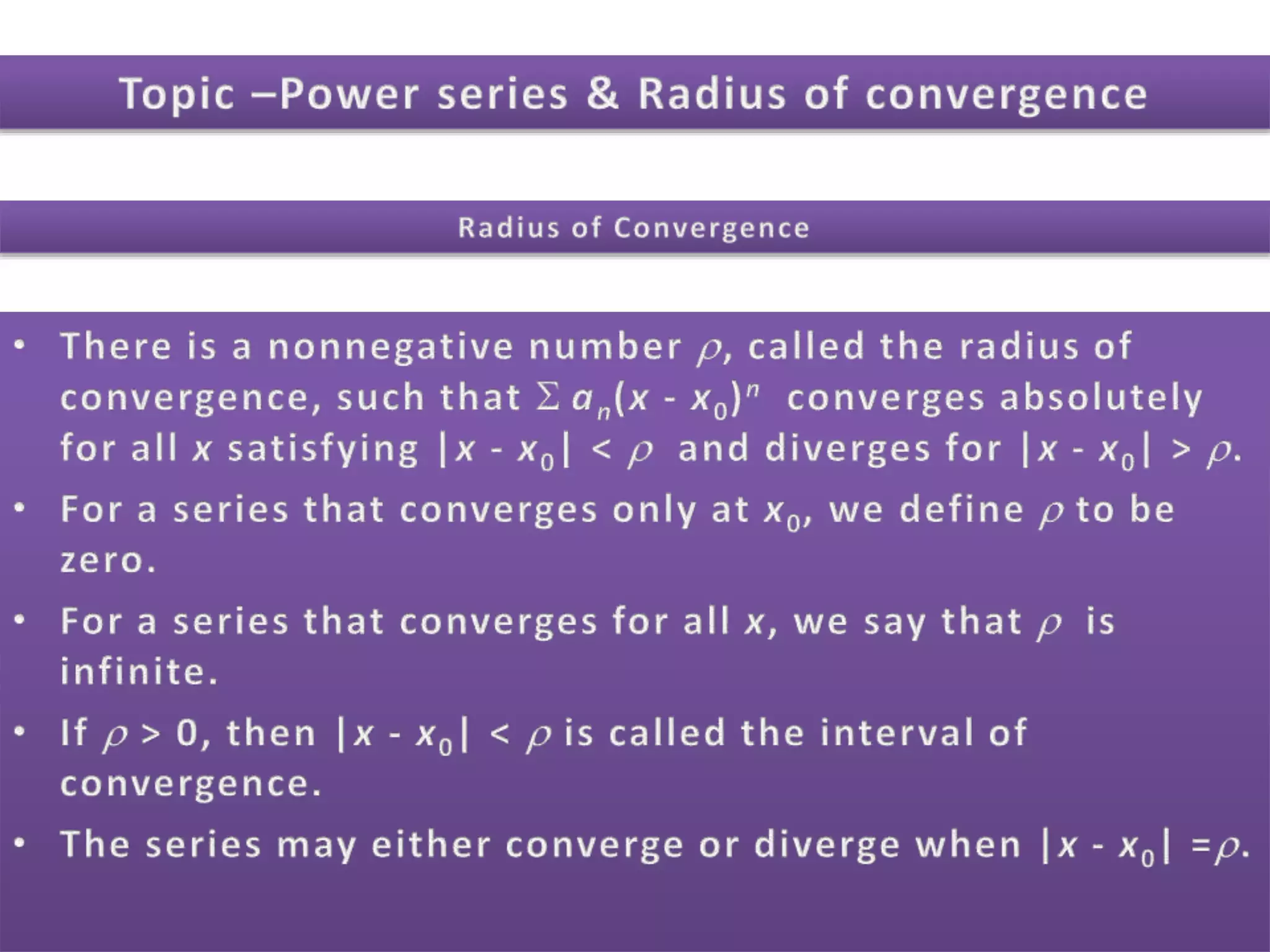 Power series & Radius of convergence | PPTX