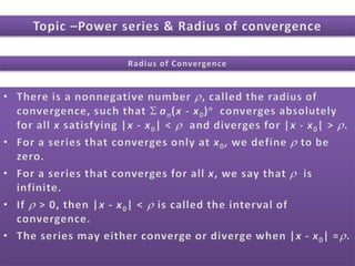 Power series & Radius of convergence | PPTX