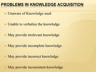 Presentation on "Knowledge acquisition & validation" | PPTX