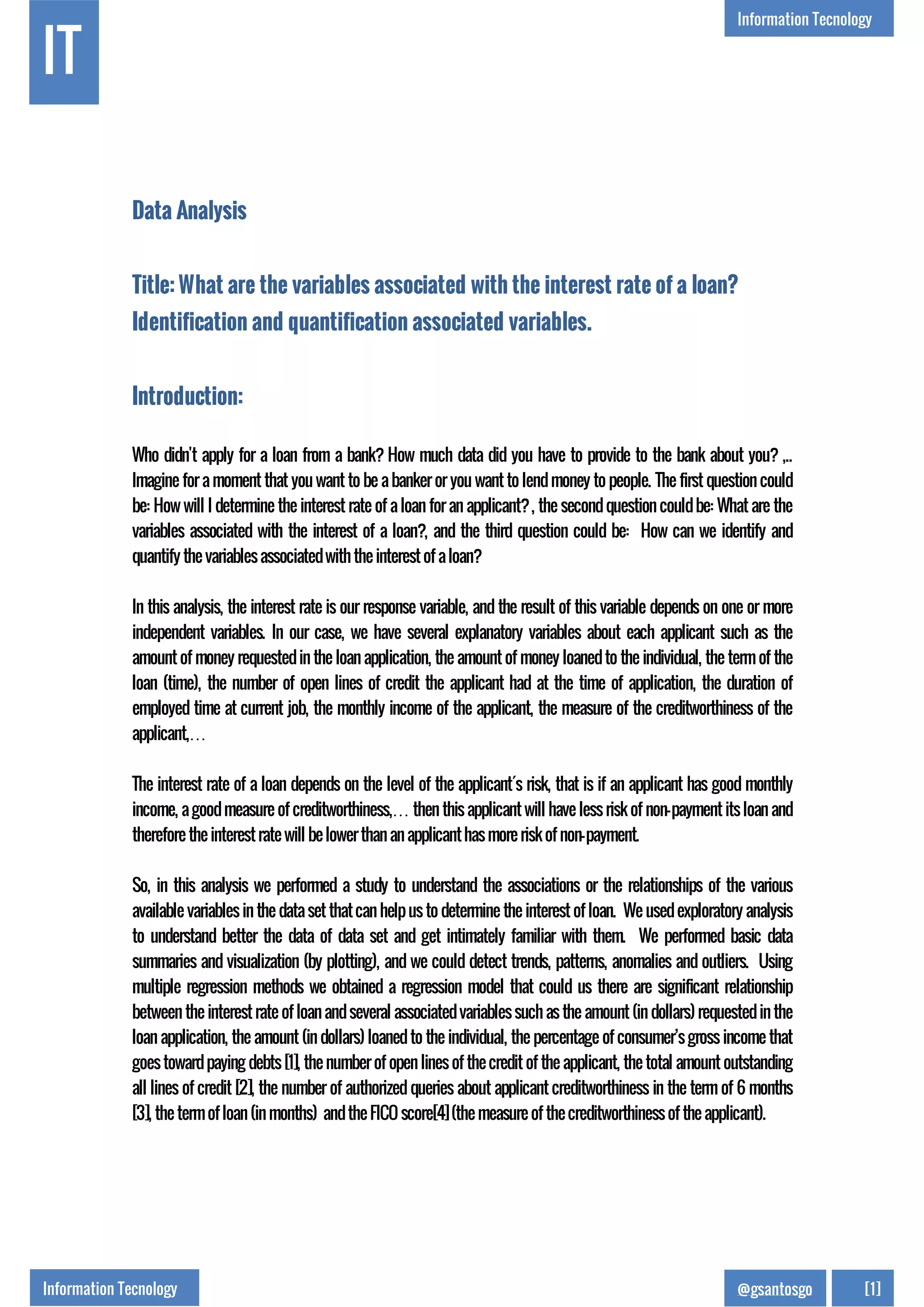 Data Analysis. Regression. LendingClub Loans | PDF