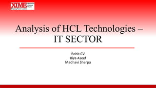 Analysis of HCL Technologies – IT SECTOR | PPTX