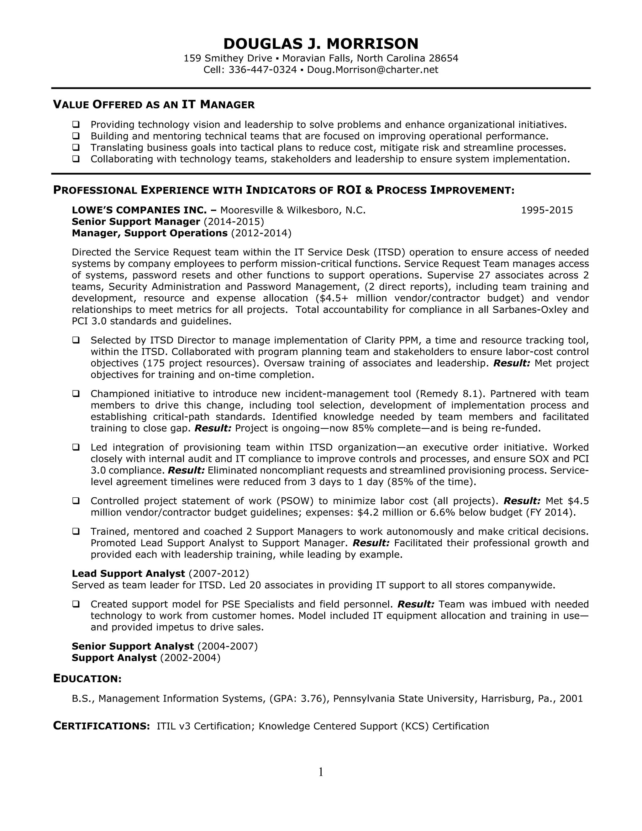 Doug Morrison's Resume | PDF