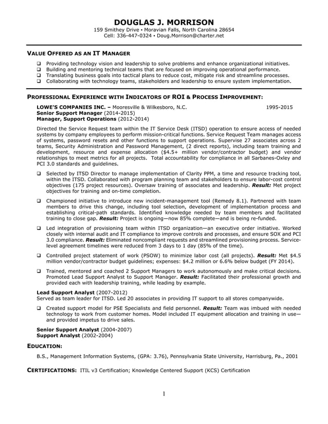 Doug Morrison's Resume | PDF