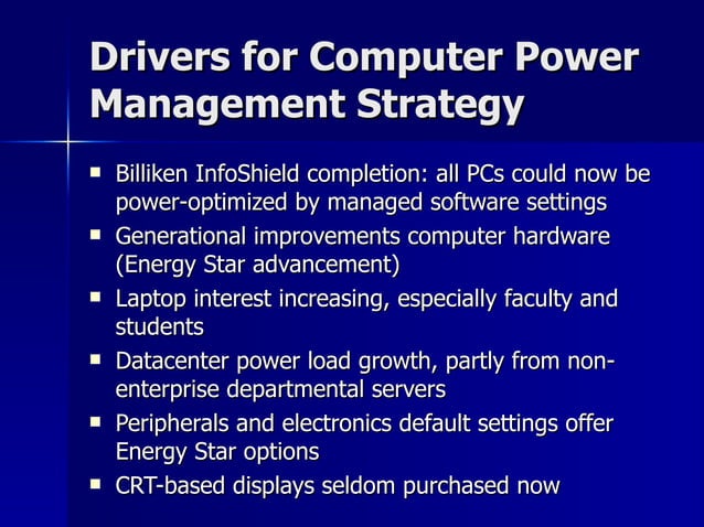 IT Power Management Strategy | PPS | Desktops | Computing