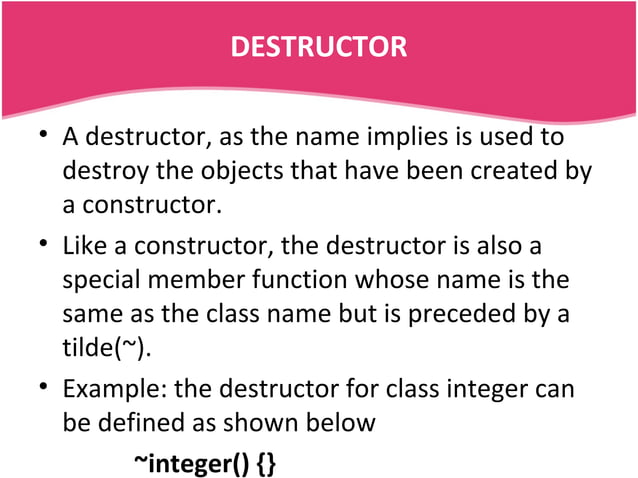 constructor and destructor-object oriented programming | PPT