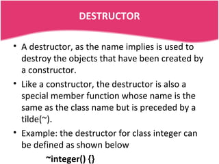 constructor and destructor-object oriented programming | PPT