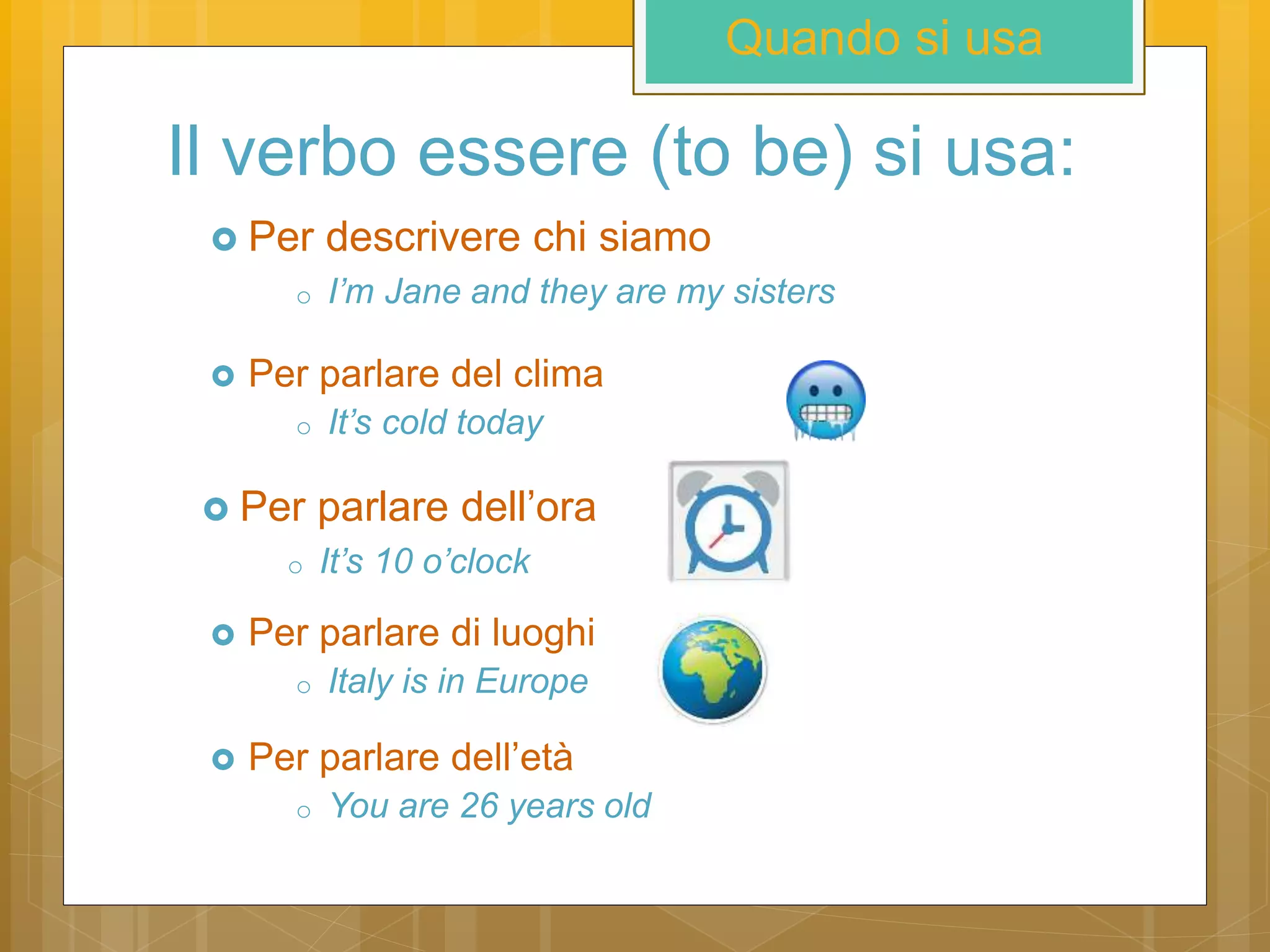 Presentazione Present Simple To Be (lingua Italiana) | PPT