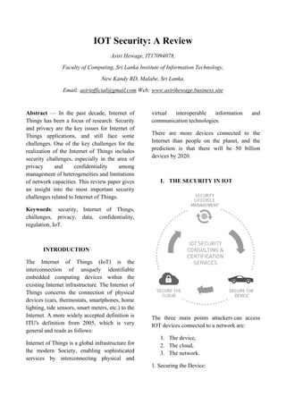 Security Aspects in IoT - A Review | PDF