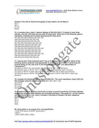 Gate Previous Years Papers It2005 | PDF