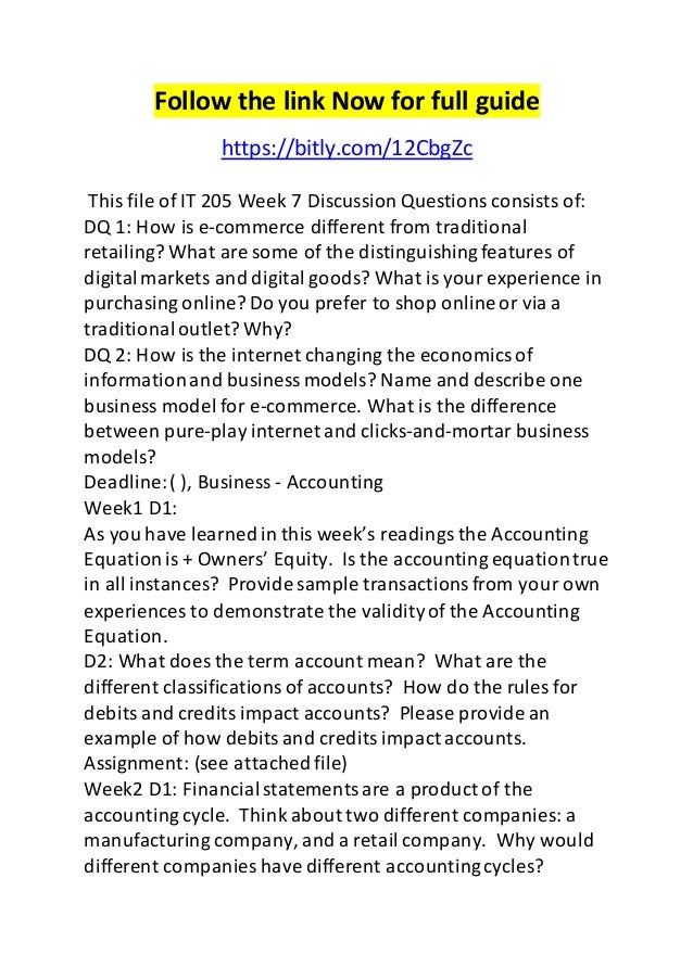 It 205 Week 7 Discussion Questions