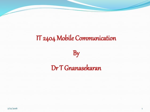 It2402 mobile communication unit 4 | PPT