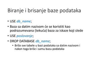 OKBP 3.2 Tipovi podataka. Primarni i strani ključ. Kreiranje baze i tabela | PPTX