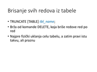 OKBP 4.1 Umetanje, brisanje i ažuriranje redova u tabeli | PPTX