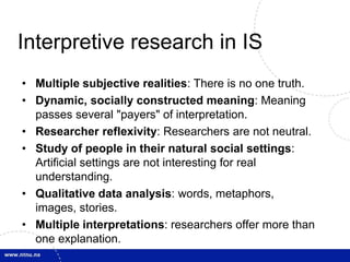 IT3010 Lecture-7 Research Paradigms | PPTX
