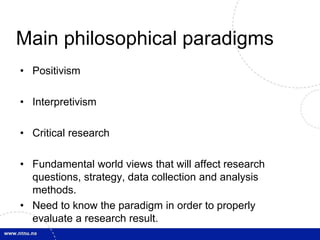 IT3010 Lecture-7 Research Paradigms | PPTX