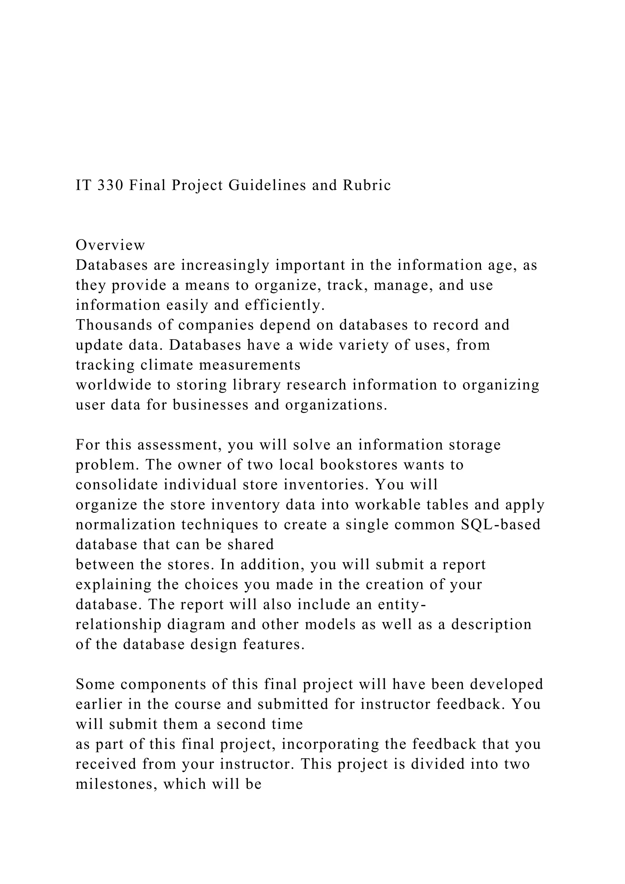 IT 330 Final Project Guidelines and Rubric Overview .docx