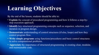 Comprehensive Guide to Procedural Programming: Concepts, Structures ...