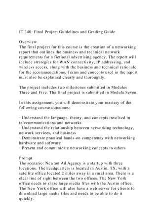 IT 340 Final Project Guidelines and Grading GuideOverviewTh.docx | Computer Networking | Computing