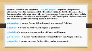 The Preamble Constitution of India k | PPT