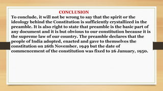 The Preamble Constitution of India k | PPT