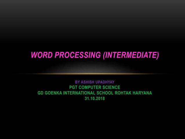 Word Processing (Intermediate) | PPTX