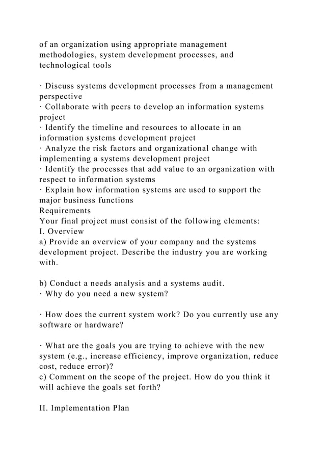 IT 500 Final Project Guidelines and Grading GuideOverview and.docx | Business Administration ...