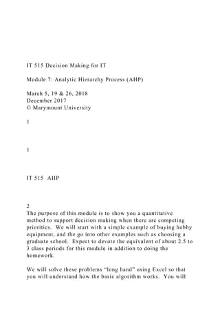 IT 515 Decision Making for ITModule 7 Analytic Hierarch.docx