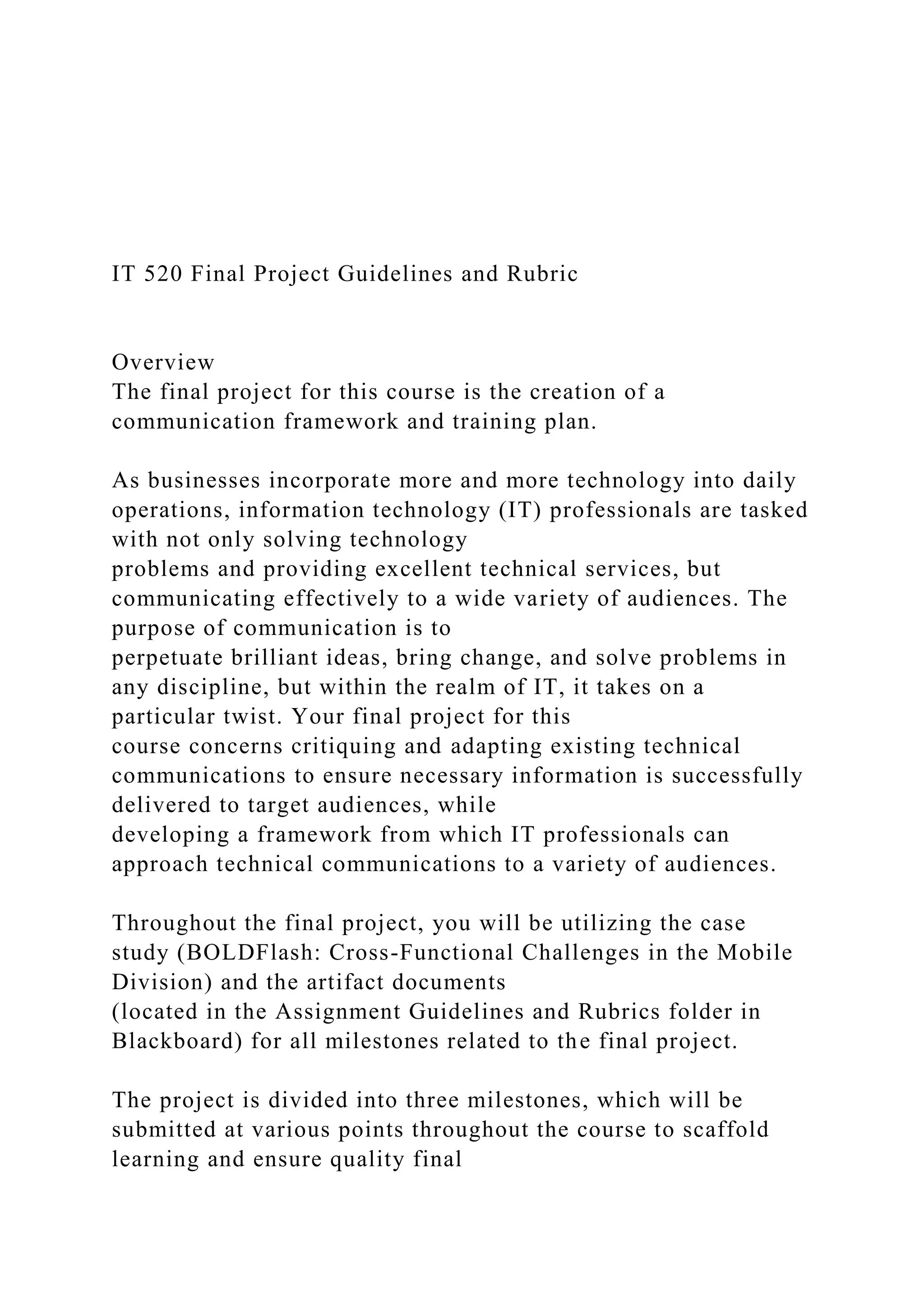IT 520 Final Project Guidelines and Rubric Overview .docx