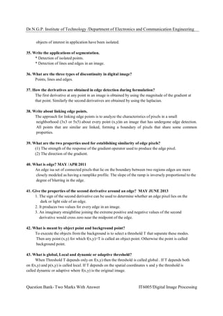 IT6005 digital image processing question bank | PDF