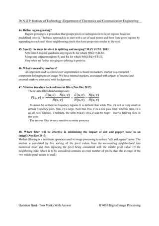 IT6005 digital image processing question bank | PDF